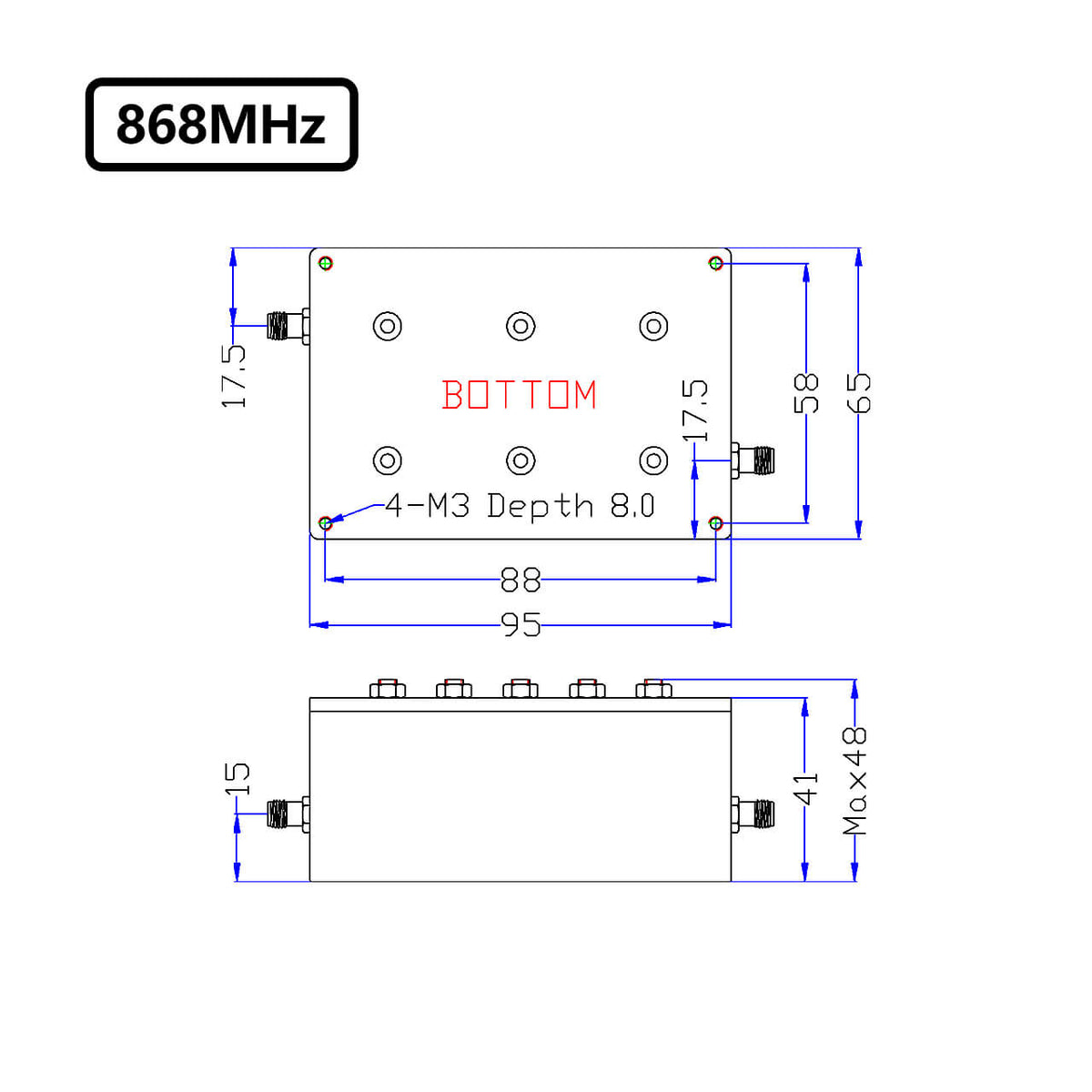 Cavity Band Pass Filter, 868MHz / 915MHz – GreenPalm IOT